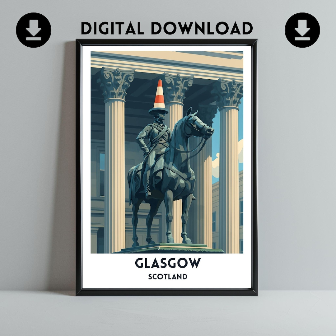 Glasgow Cone Statue Poster | Digital Art Print | Scottish City Travel ...