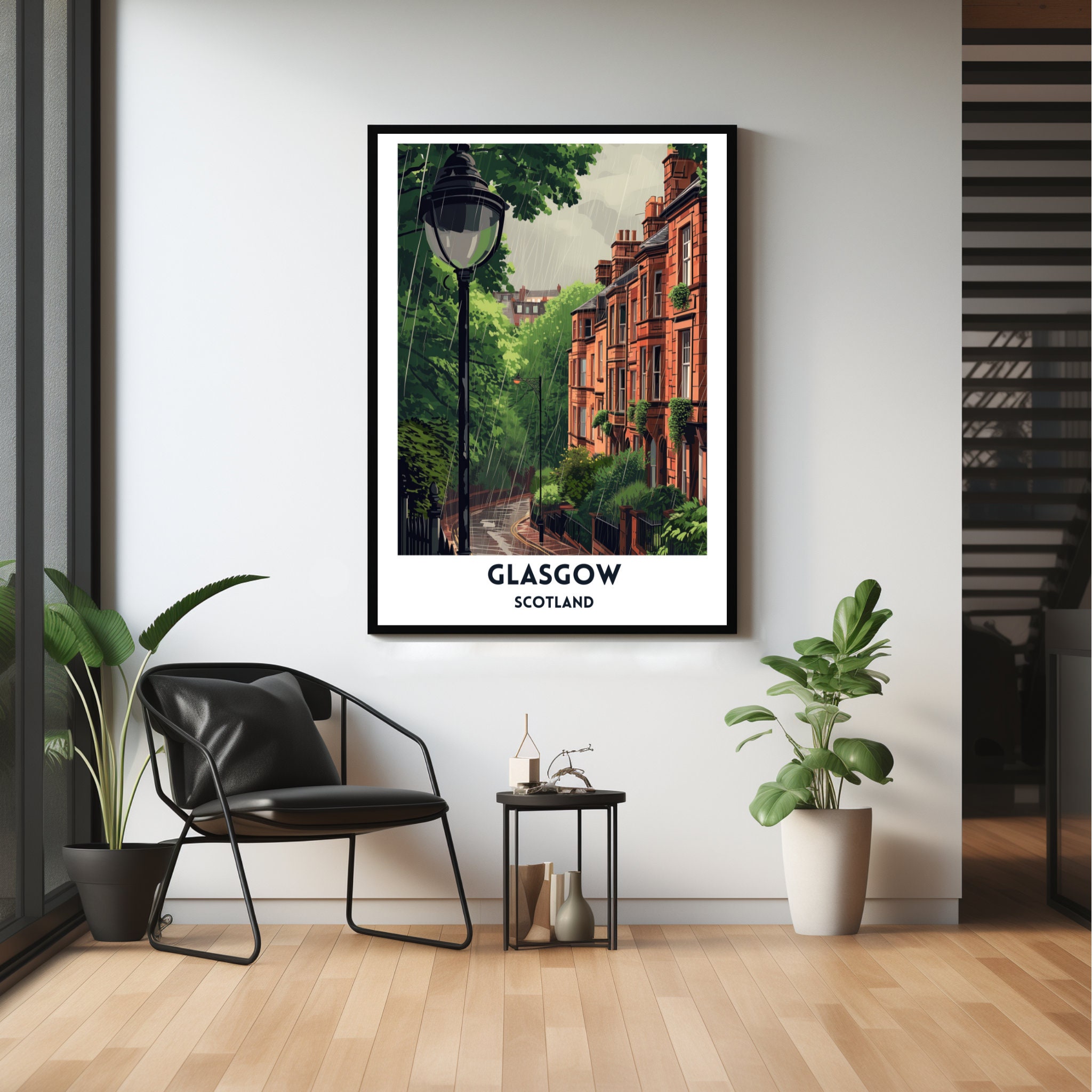 Glasgow Street Tenements Poster Art Print Scottish City Travel Poster ...