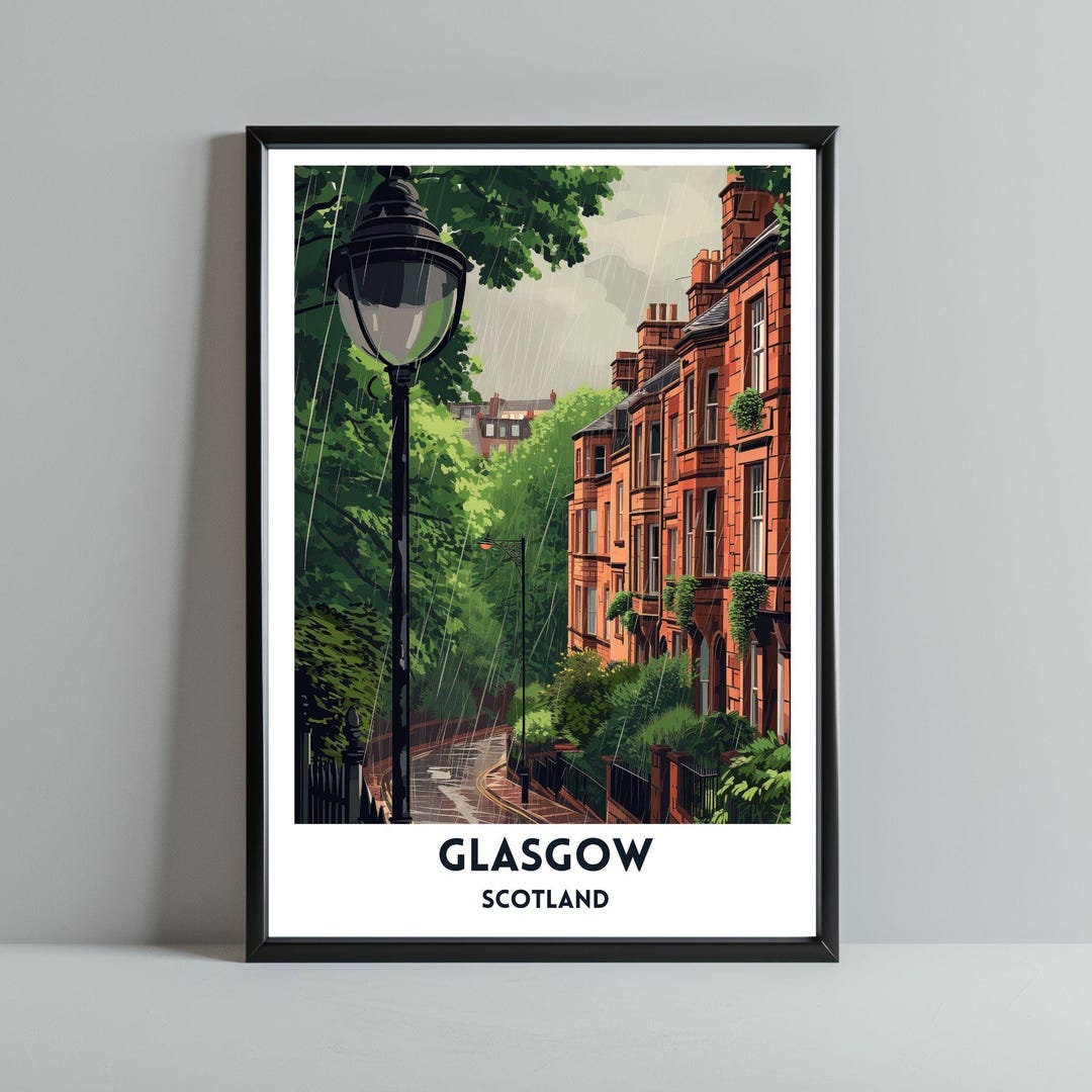 Glasgow Tenements Art Print | Scottish Cityscape Travel Poster Unframed ...