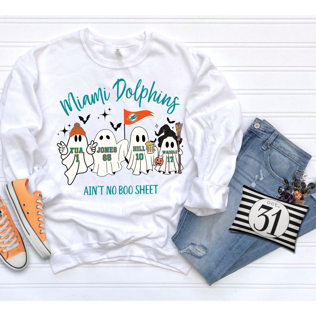 Miami Football Halloween PNG, Dolphins Boo Sheet Ghost, Faux Glitter ...