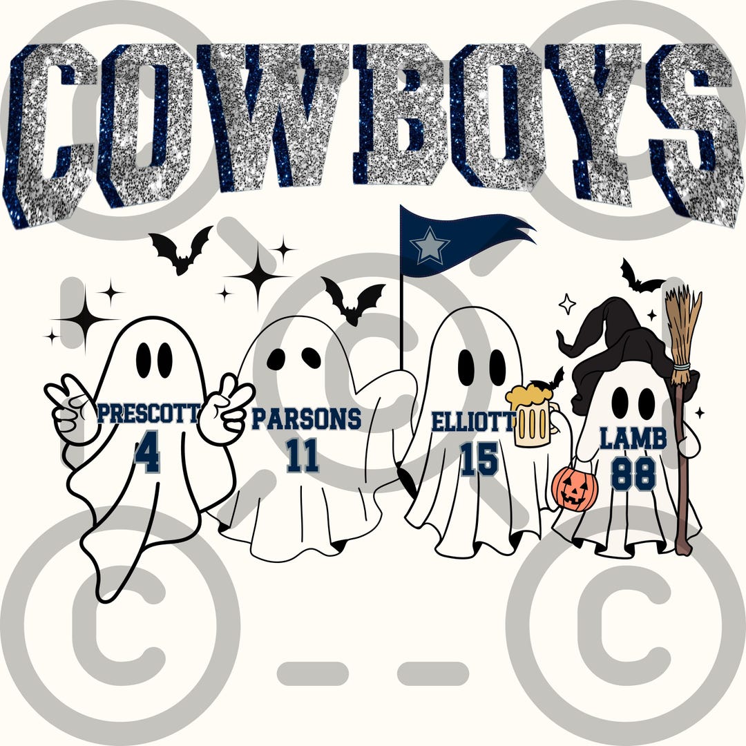 Dallas Football Halloween PNG, Cowboys Ghost, Faux Glitter Dallas ...