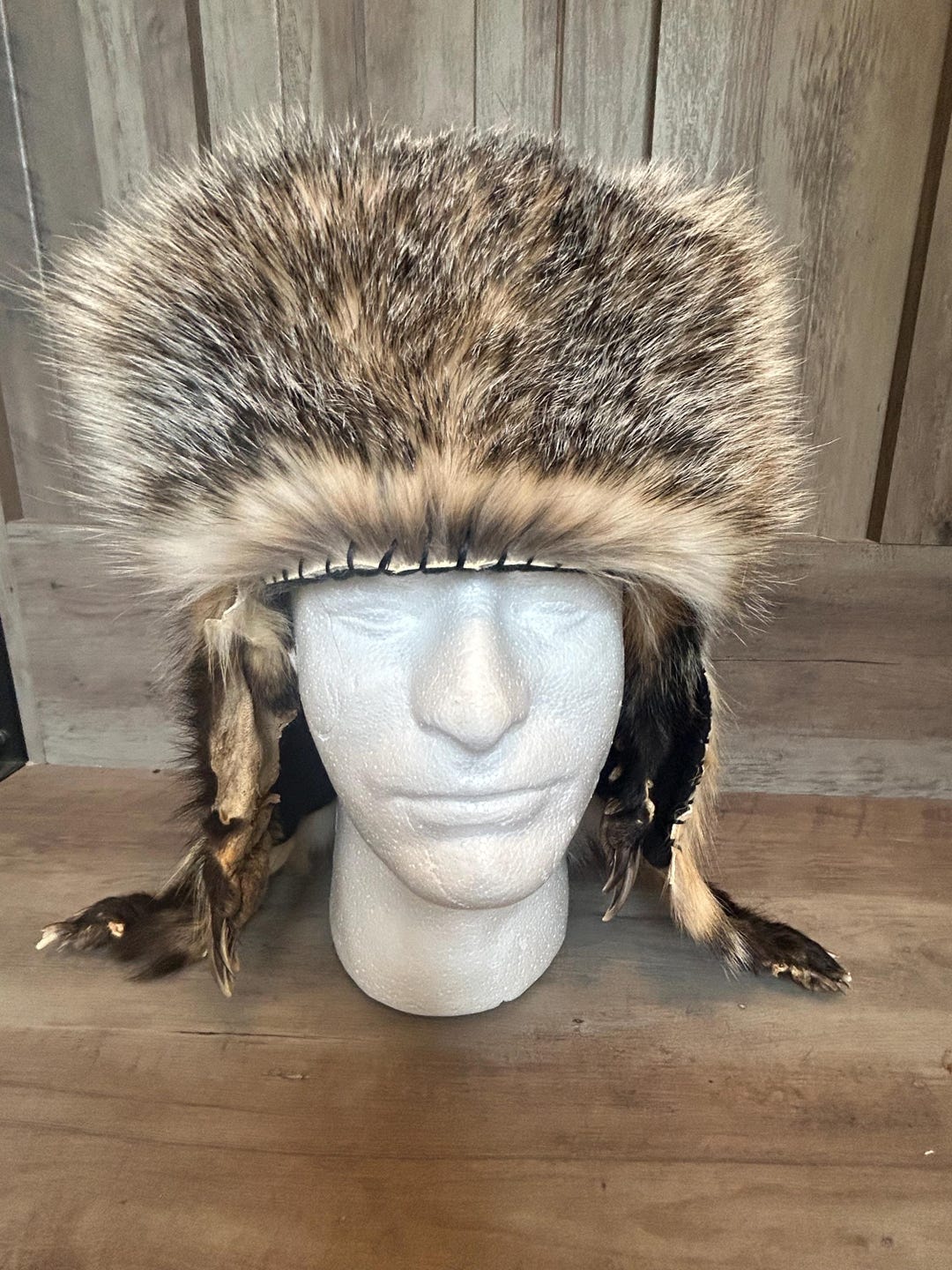 Badger Mountain Man Hat, Authentic Fur, With Front Paws - Etsy