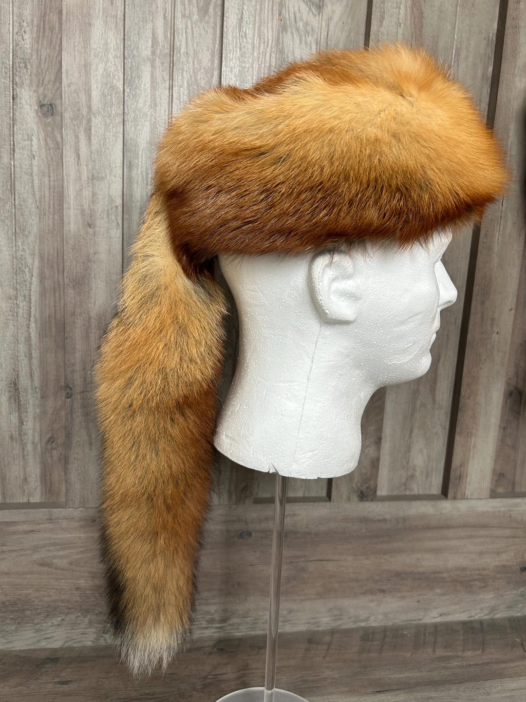 Authentic Red Fox Fur Hat, Winter Hats, Davy Crockett Style Hat - Etsy