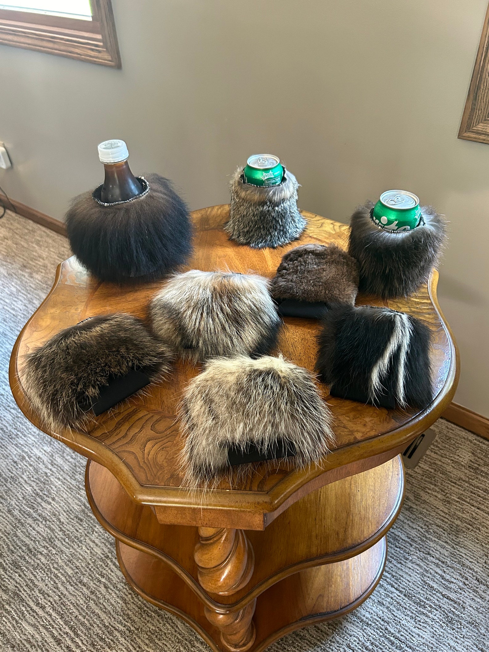 Fur Can Holders 12oz - Insulated, Soft, Authentic Fur, Handmade - Etsy ...
