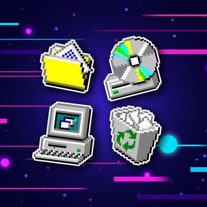 Nostalgic Computer Icons Vinyl Sticker Sheet | 90s Tech Stickers - Etsy