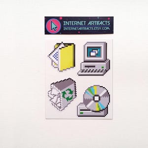Nostalgic Computer Icons Vinyl Sticker Sheet | 90s Tech Stickers - Etsy