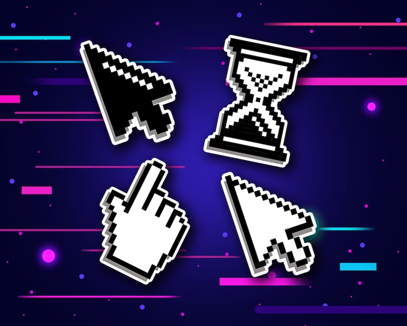 Computer Cursor Icons Vinyl Sticker Sheet (4 Stickers!) | Vinyl Decals ...