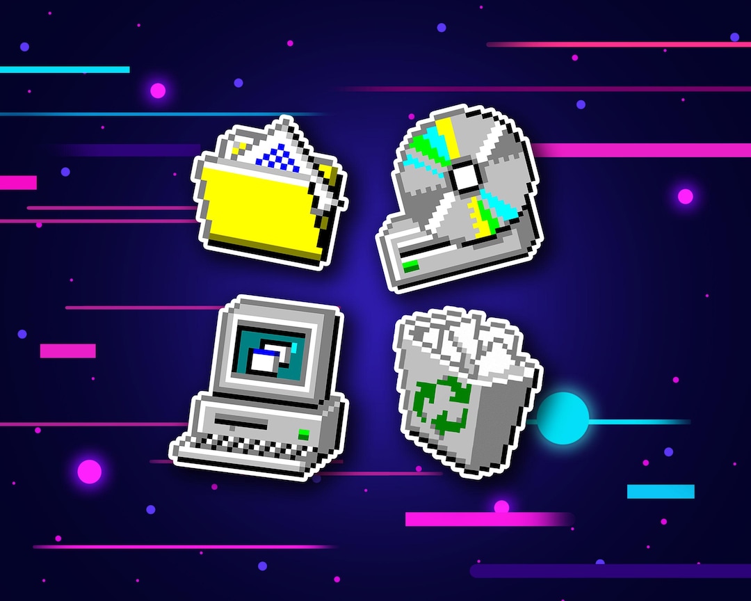 Nostalgic Computer Icons Vinyl Sticker Sheet | 90s Tech Stickers - Etsy