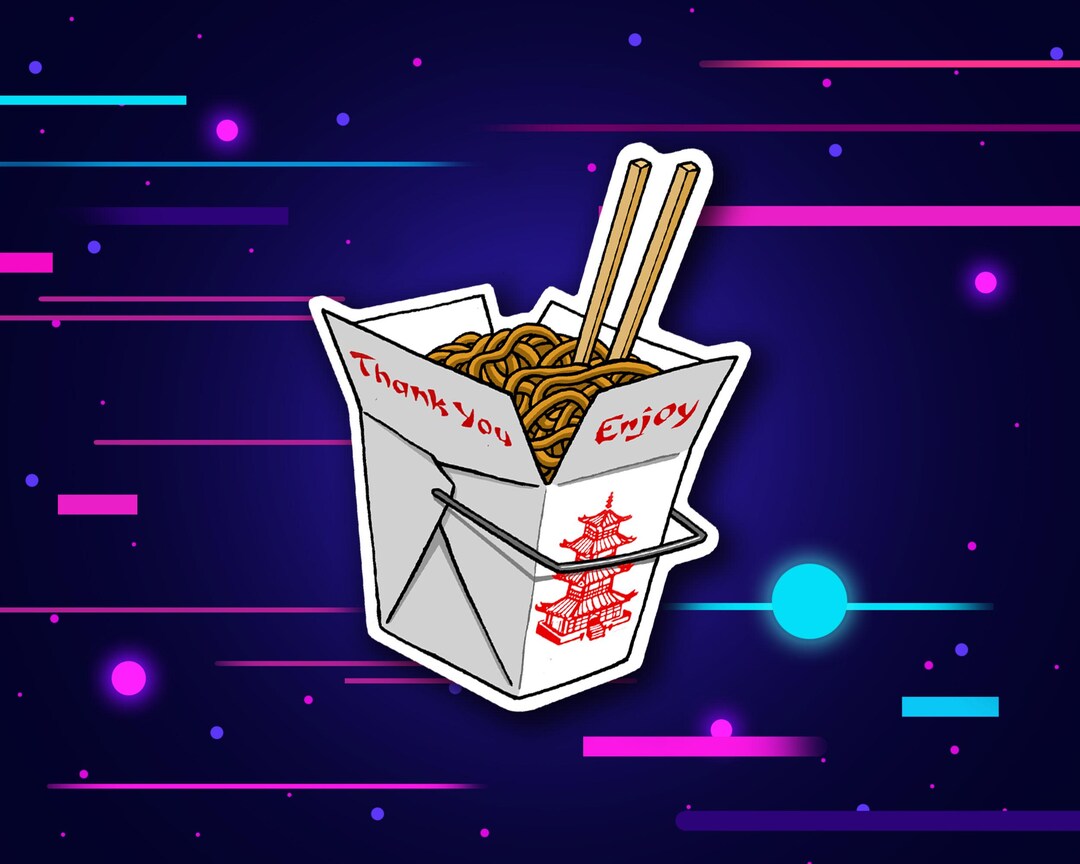 Chinese Food Take Out Box Vinyl Sticker Lo Mein Noodles | Vinyl Decals ...