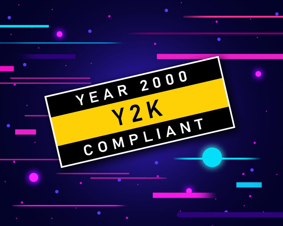 Retro Year 2000 Y2K Compliant Computer Sticker | Vinyl Decals for Laptop, Cars, Water Bottles - Etsy