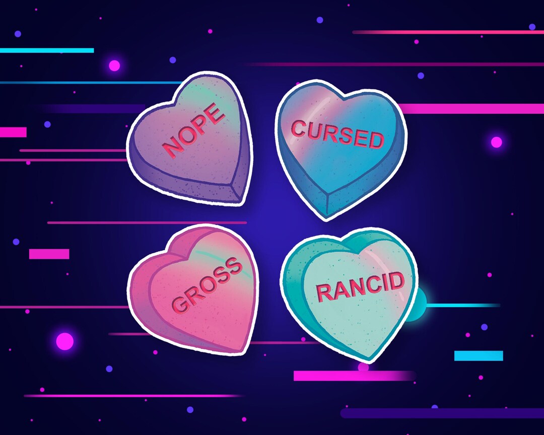 Rude Conversation Hearts Vinyl Sticker Sheet 4 Stickers Vinyl Decals ...