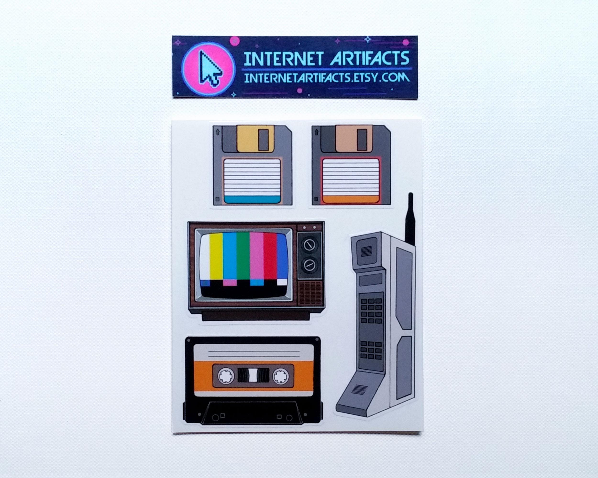 Nostalgic Tech Vinyl Sticker Sheet (5 Stickers!) | CRT TV, Floppy Disks ...