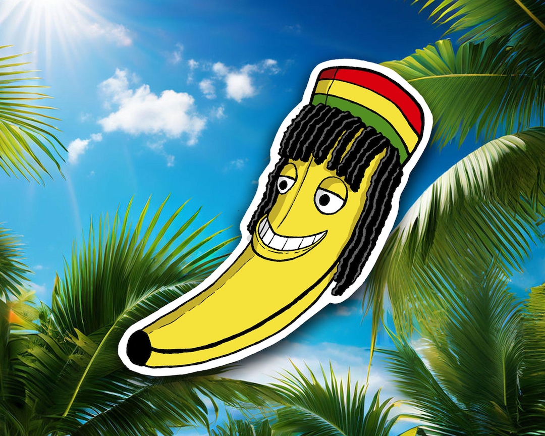 Rasta Banana Vinyl Sticker | Iconic Carnival Prize Vinyl Decals for ...