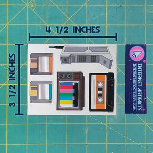 Nostalgic Tech Vinyl Sticker Sheet (5 Stickers!) | CRT TV, Floppy Disks ...