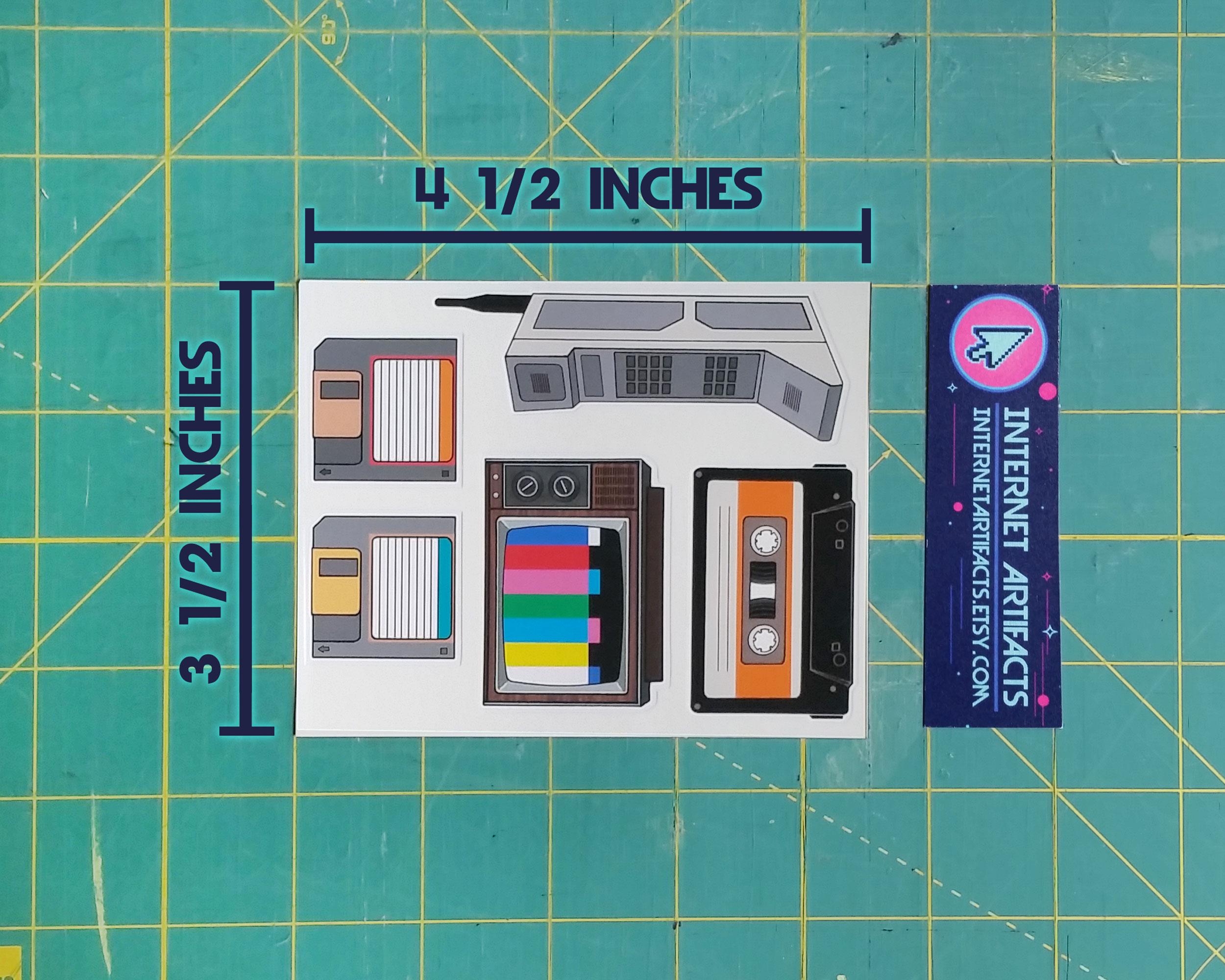 Nostalgic Tech Vinyl Sticker Sheet (5 Stickers!) | CRT TV, Floppy Disks ...
