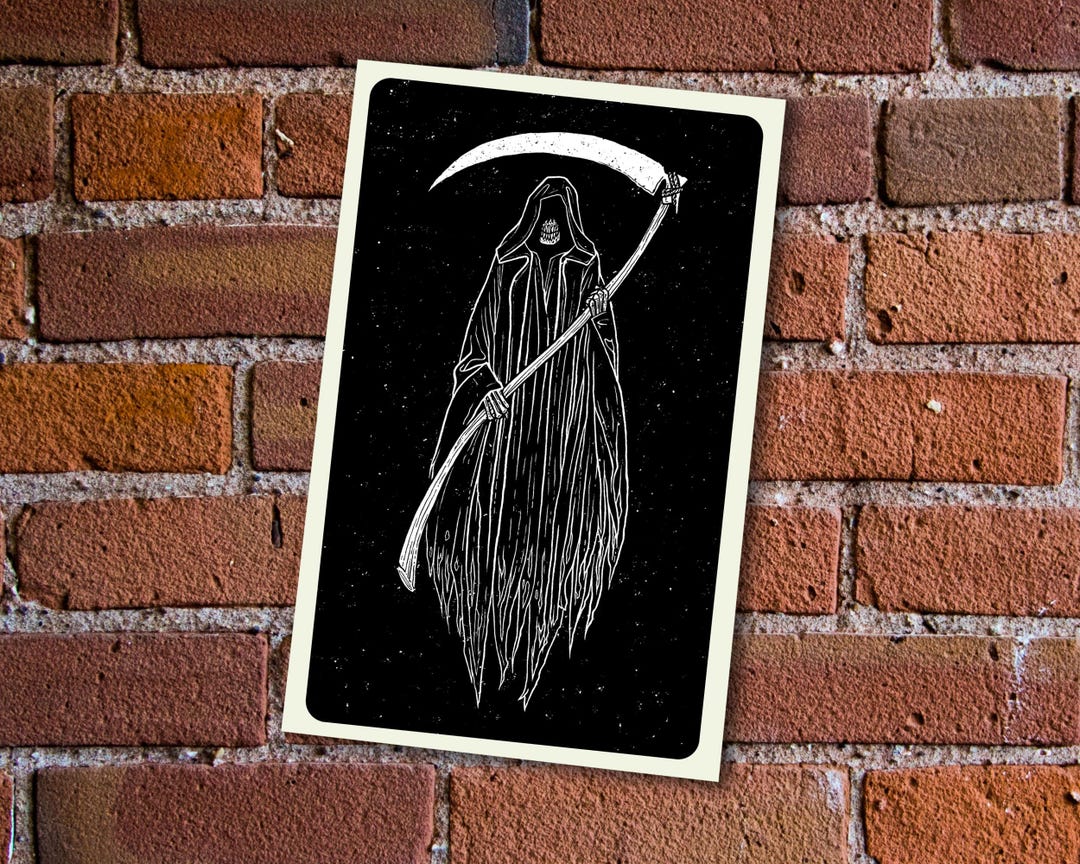 Grim Reaper Vinyl Sticker | Gothic Illustration Vinyl Decal for Laptop ...