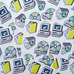 Nostalgic Computer Icons Vinyl Sticker Sheet | 90s Tech Stickers - Etsy