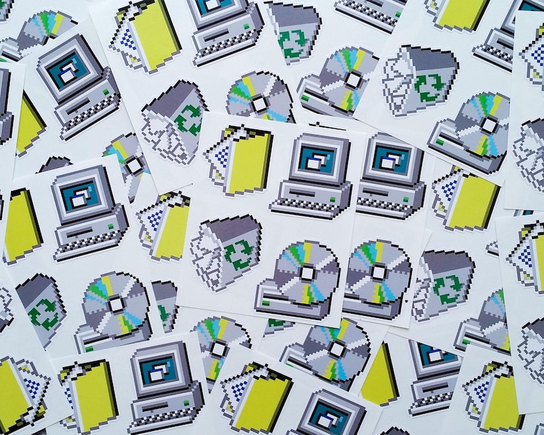 Nostalgic Computer Icons Vinyl Sticker Sheet | 90s Tech Stickers - Etsy