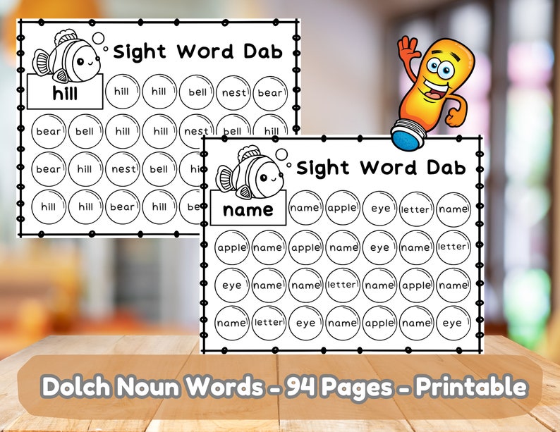 Sight Words - Worksheet - Nouns - Printable - Instant Download ...