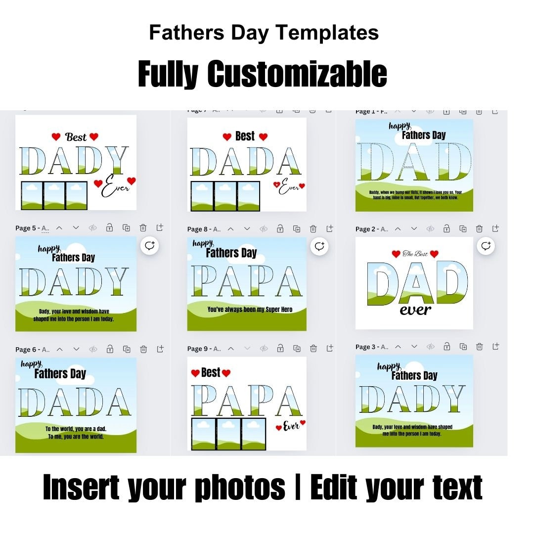 Fathers Day Card Templates | DIY Project | Editable Templates for ...