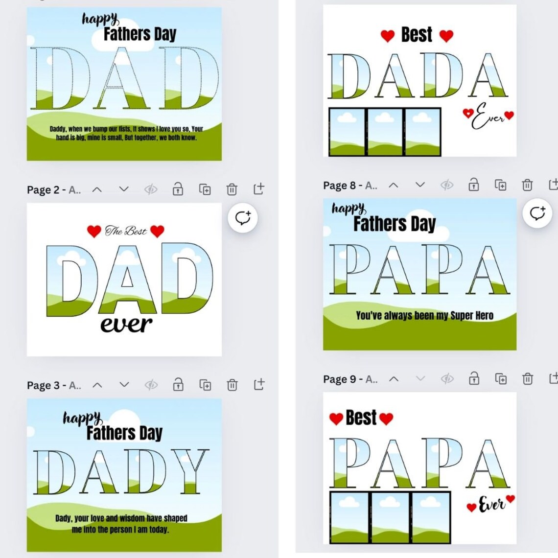 Fathers Day Card Templates DIY Project Editable Templates for Fathers ...