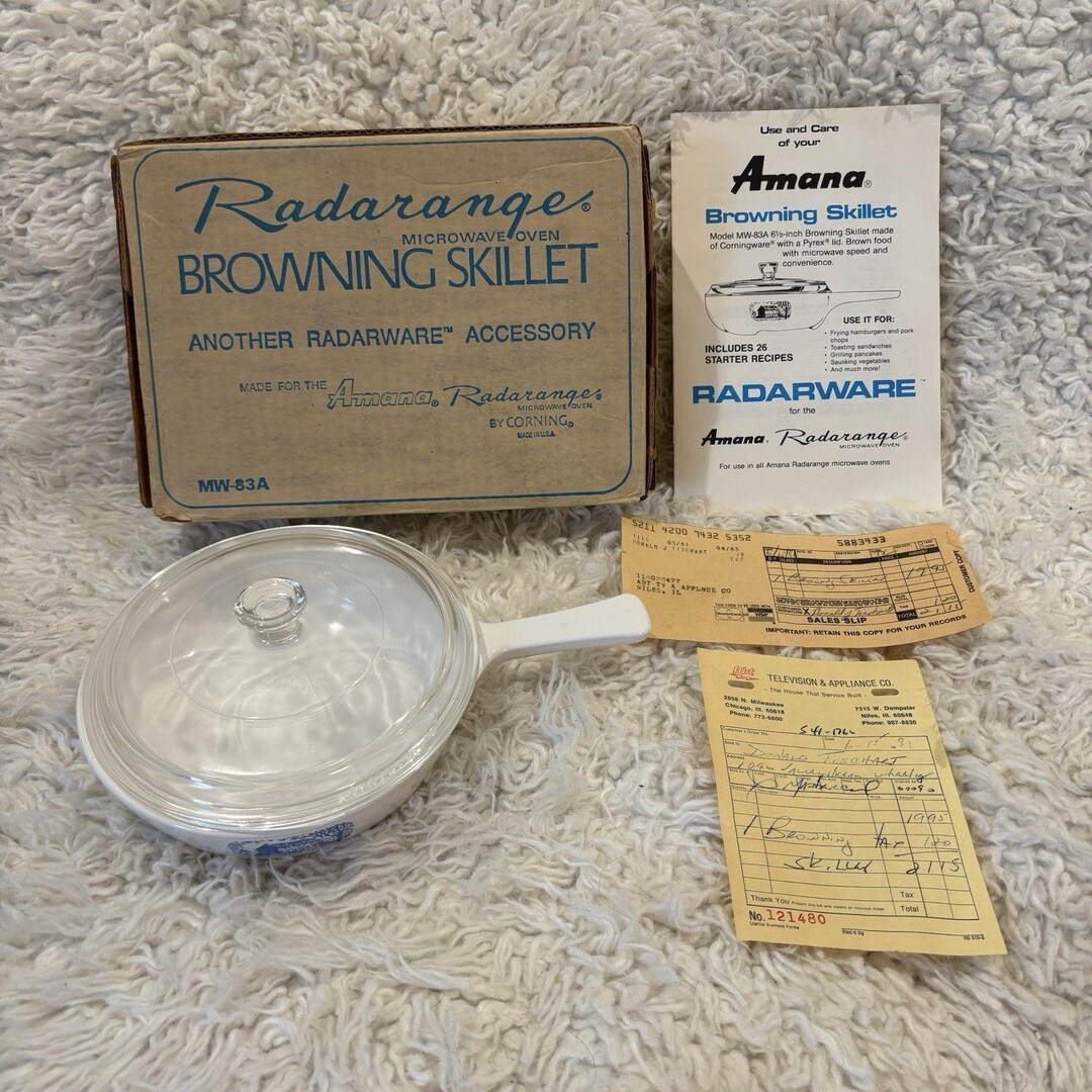 CORNING Vintage 10" Radarange Microwave Browning Skillet for Amana W ...