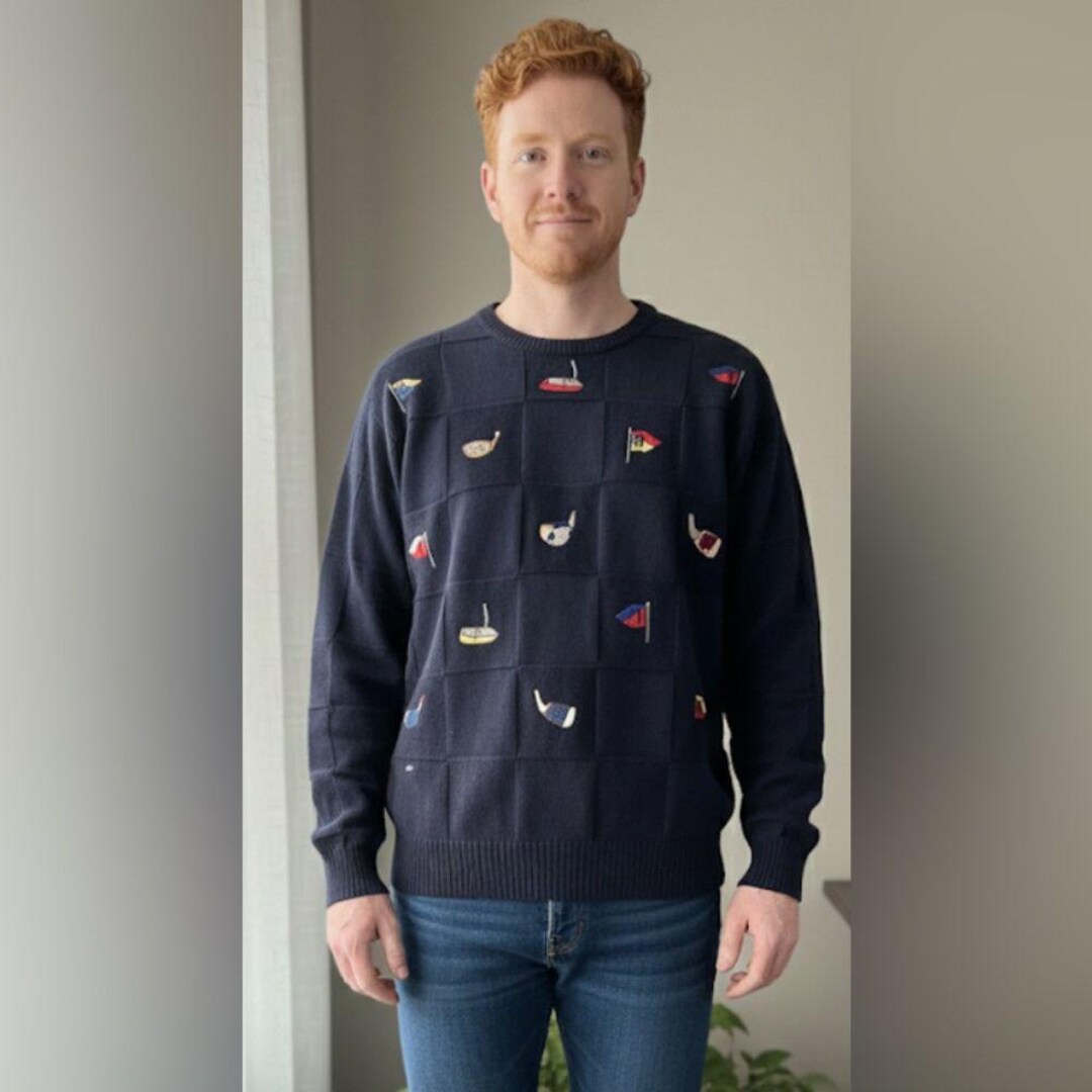 PIVOT RULES Vintage Navy Crewneck Golf Clubs Putters Cotton Sweater ...