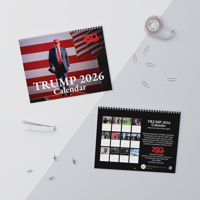 Trump 2026 Calendar, Republican Gift, MAGA Fan, Patriotic USA 250th ...
