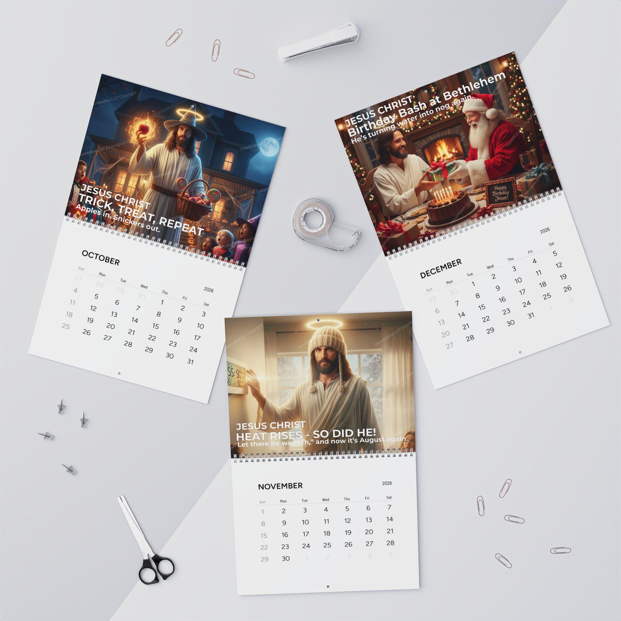 Funny Jesus Christ 2026 Christian Calendar | White Elephant Party ...