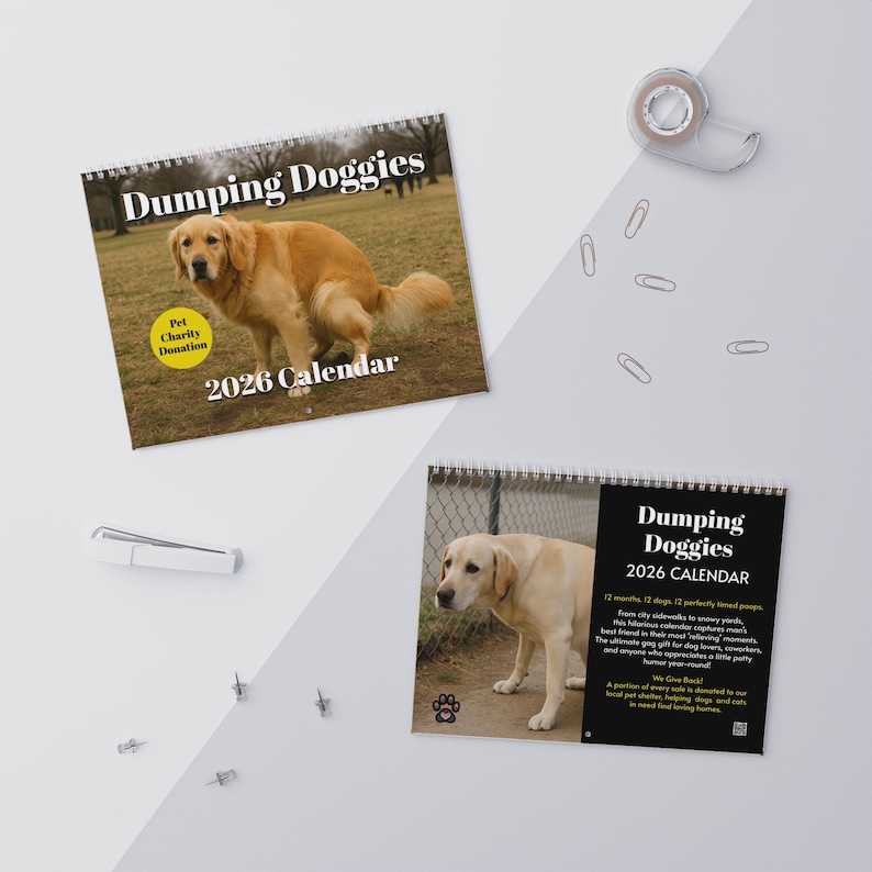 Funny 2026 Dog Calendar | Dumping Doggies Edition | Hilarious Dog Humor ...