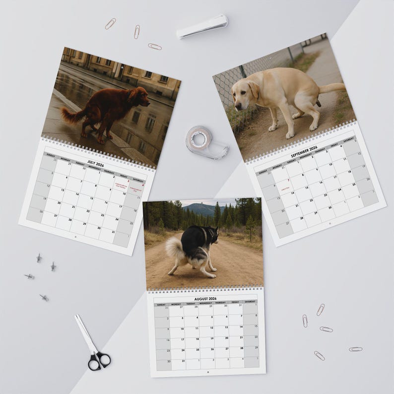 2026 Dog Wall Calendar, Funny Pooping Dogs Gifts for Him Dad Mom Her ...