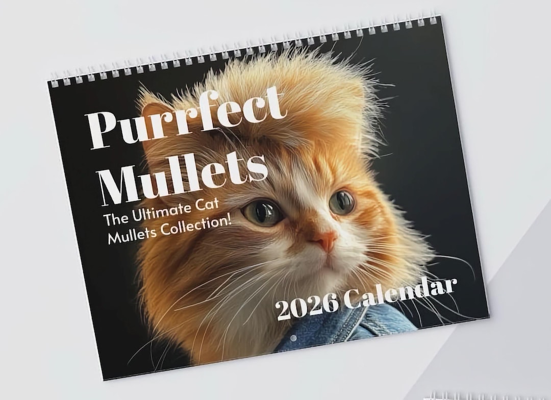Cats With Mullets Calendar 2026 – Funny Cat Wall Calendar, Gag Gift for ...