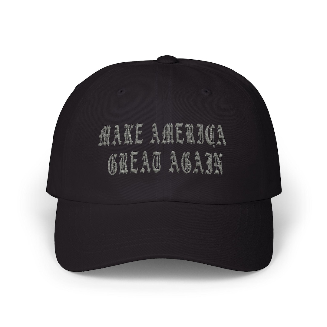 Gothic Dark MAGA Trump Cap, Embroidered Subtle Baseball Hat, Black on ...