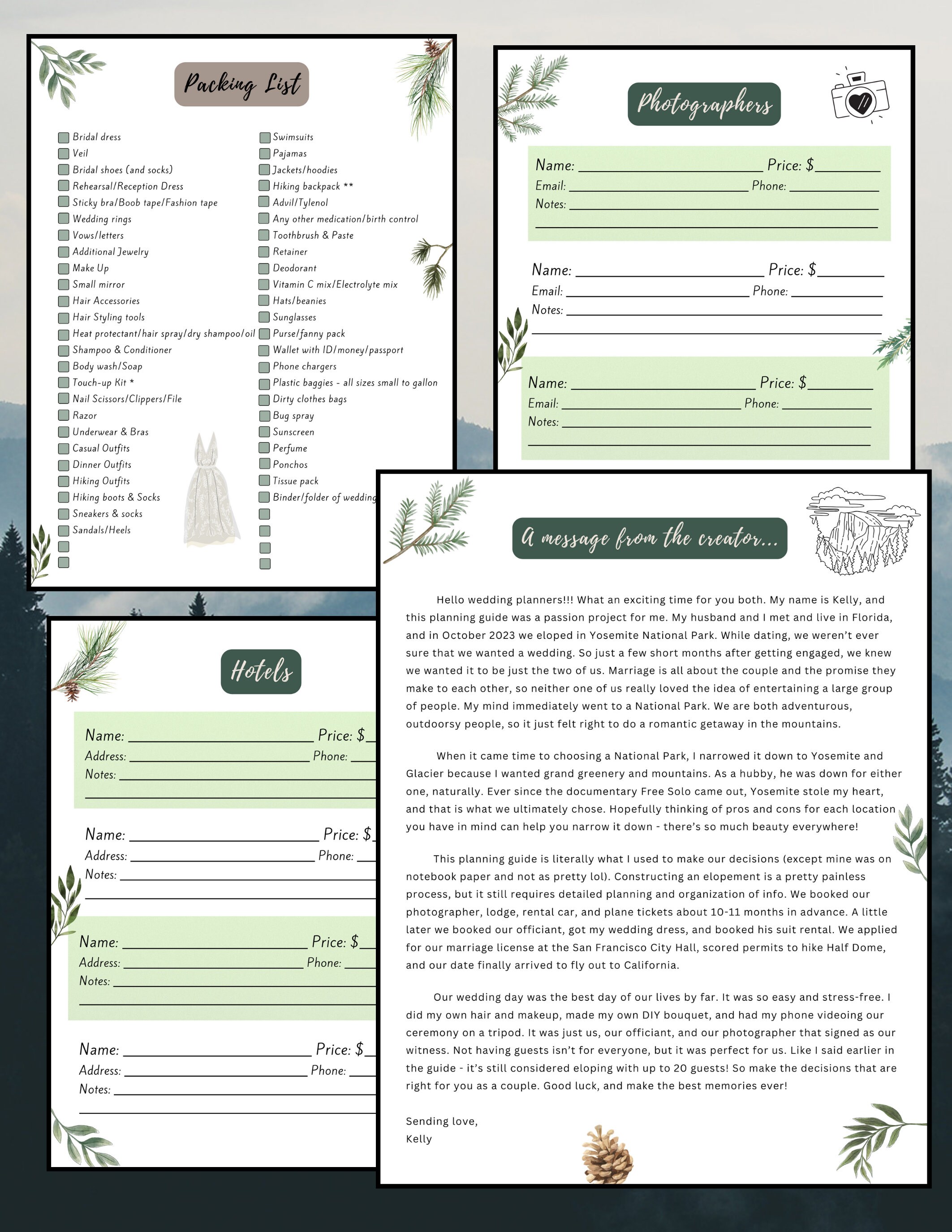 Adventure Elopement Planner (mountain Edition) National Park ...