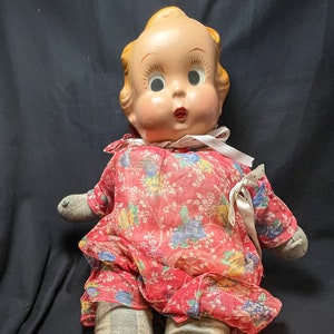 Vintage Googly Eye Doll With Red Hair and a Pink Dress - Etsy