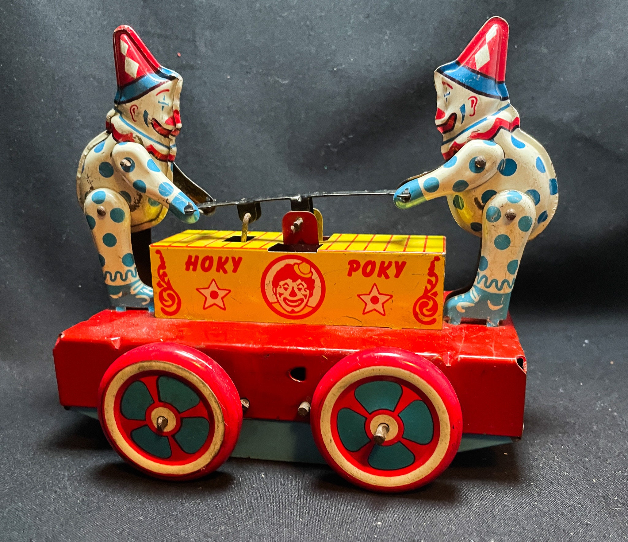 Vintage Wyandotte Wind up Hoky Poky Clown Hand Car Toy - Etsy
