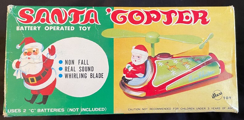 Santa Copter Battery Operated Tin Toy Made in Japan by Masudaya - Etsy