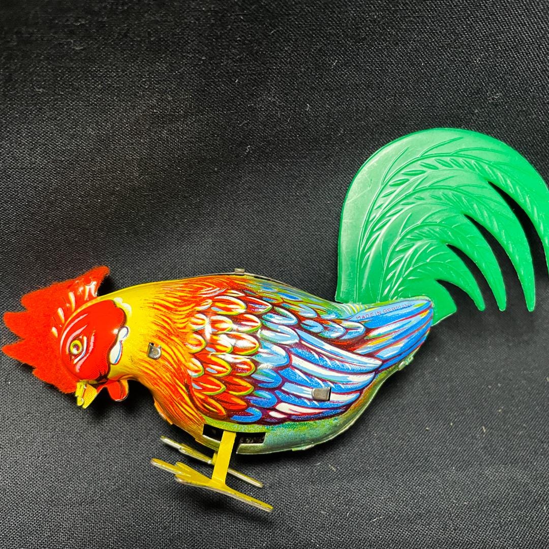 Vintage Colorful Wind up Pecking Rooster. Made by Kohler in Germany - Etsy