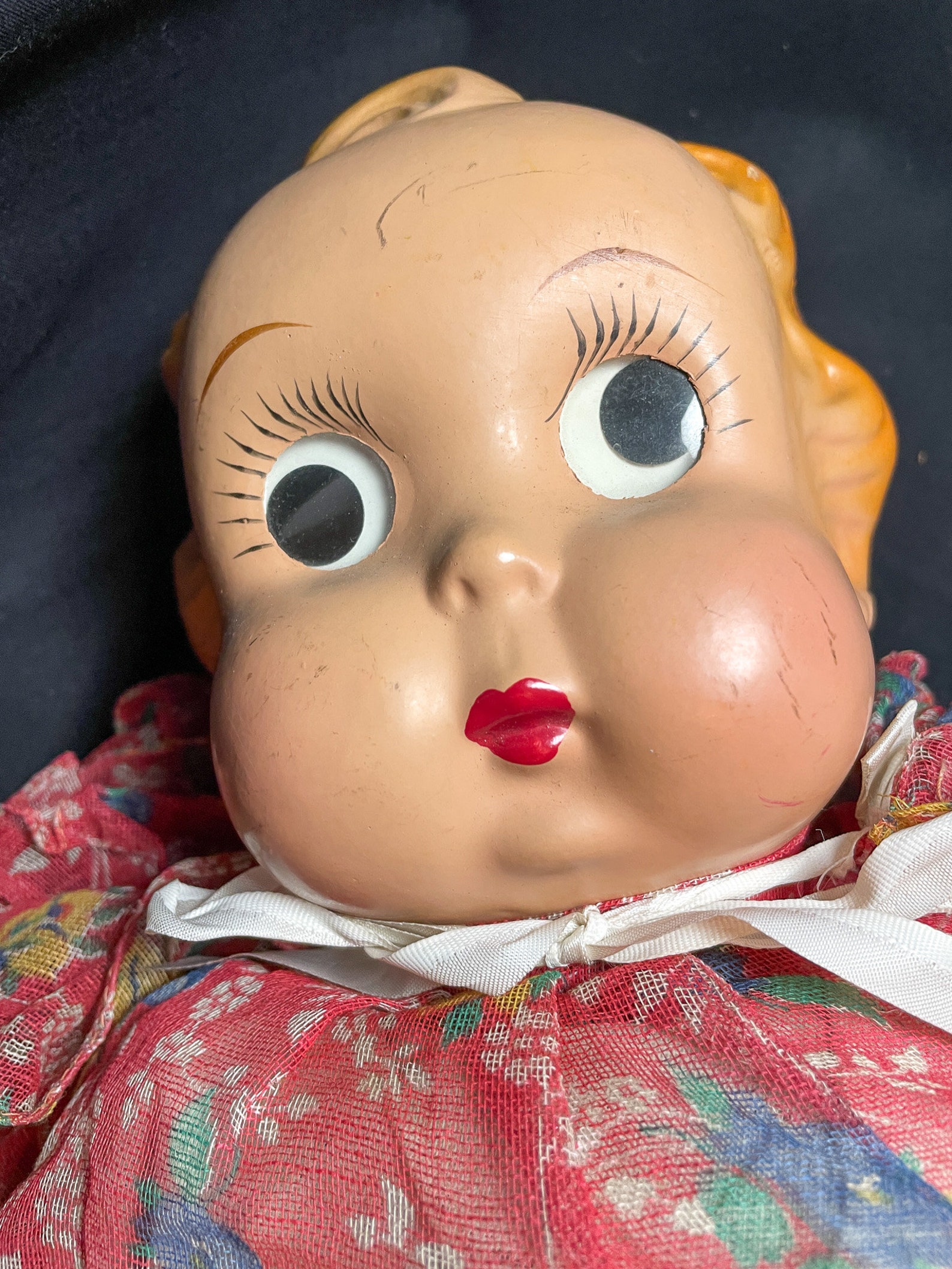 Vintage Googly Eye Doll With Red Hair and a Pink Dress - Etsy