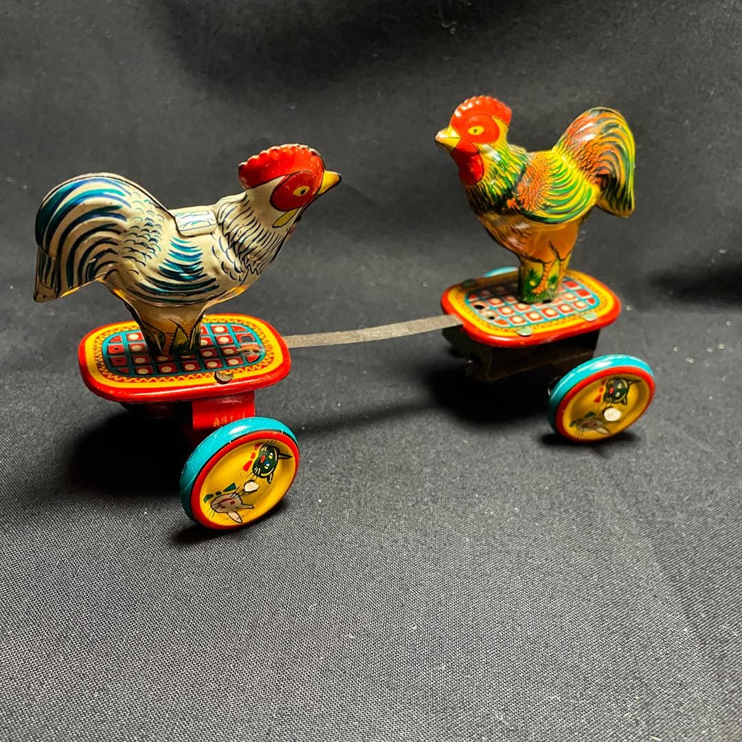Vintage Made in Japan Wind-up Rolling Chickens - Etsy
