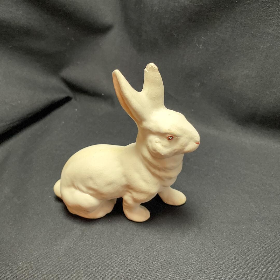 Vintage White Plaster Chalkware Rabbit. Made in Germany - Etsy