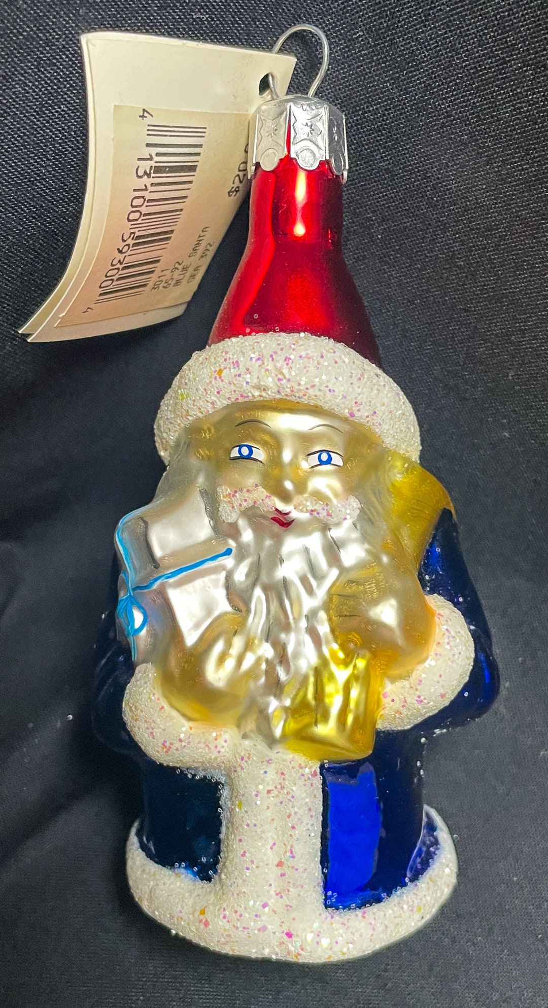 Vibrant Christopher Radko Blue Santa Ornament - Etsy