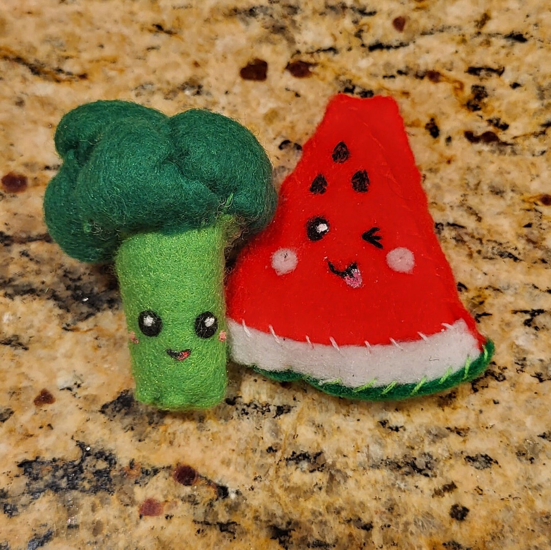Broccoli and Watermelon Felt Foods With Faces - Etsy