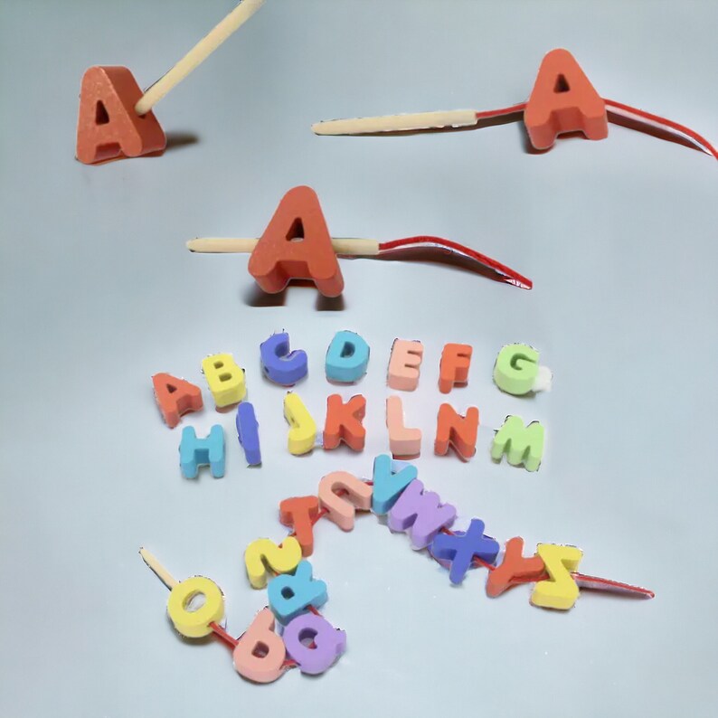 26 Piece Wooden Alphabet Beading, Letter Recognition Toy for Kids ...