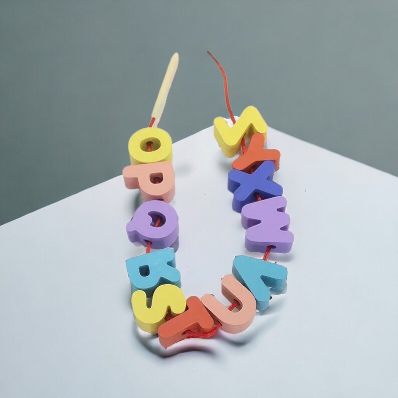26 Piece Wooden Alphabet Beading, Letter Recognition Toy for Kids ...