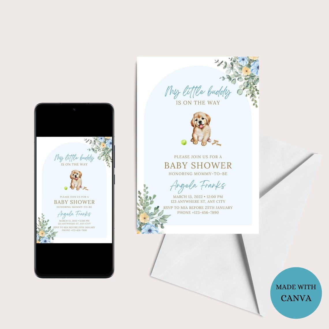 Puppy Baby Shower Invitation Dog Theme Baby Shower Invite Baby ...