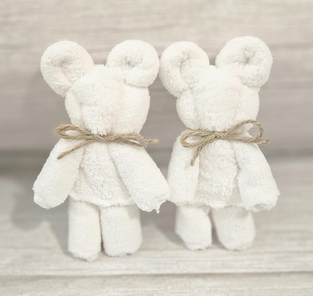 Two Washcloth Teddy Bears Baby Shower Favors - Diaper Cake Decor, Spa ...