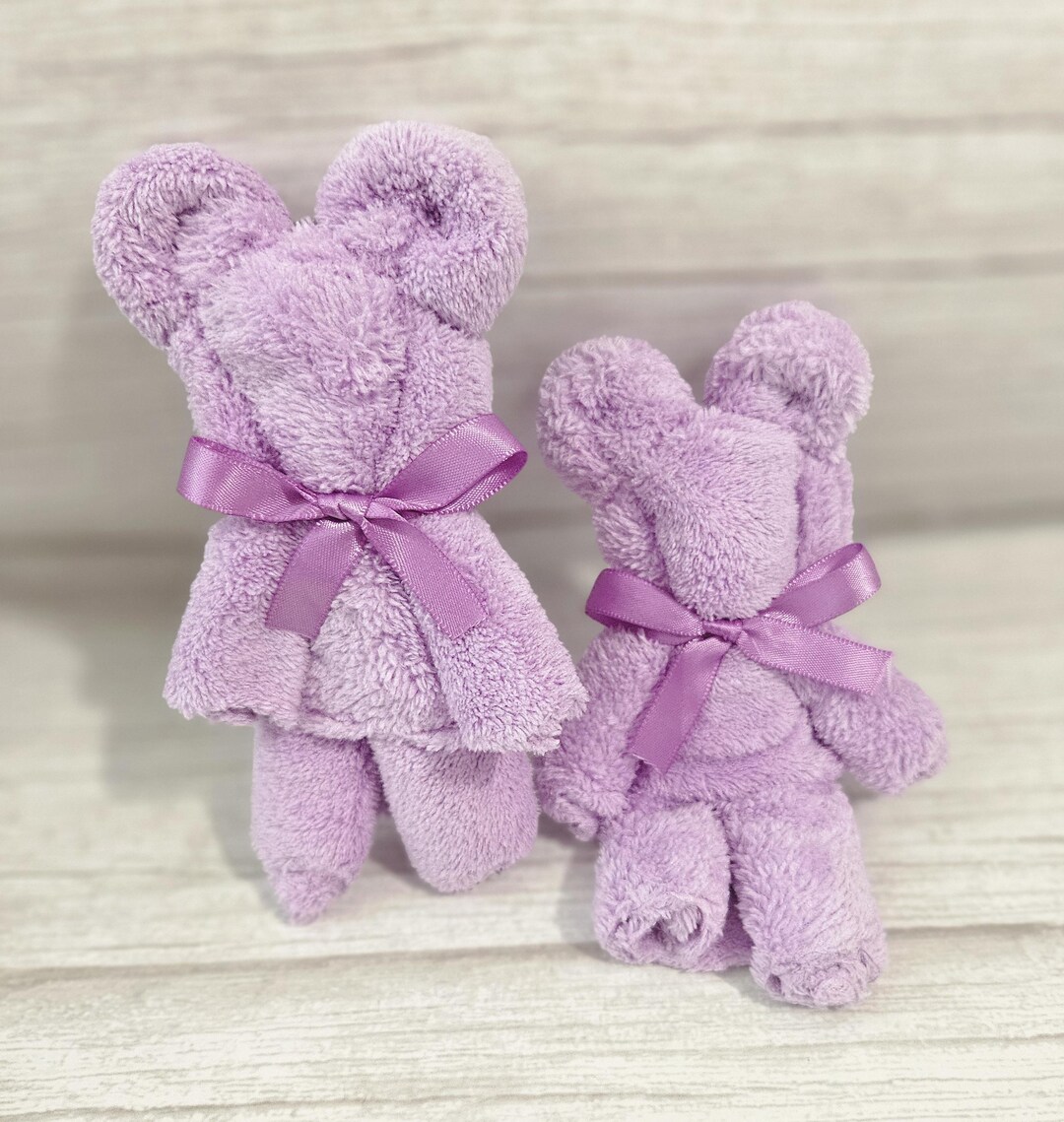Two Washcloth Teddy Bears: Baby Shower Diaper Cake Decor Party Favors ...