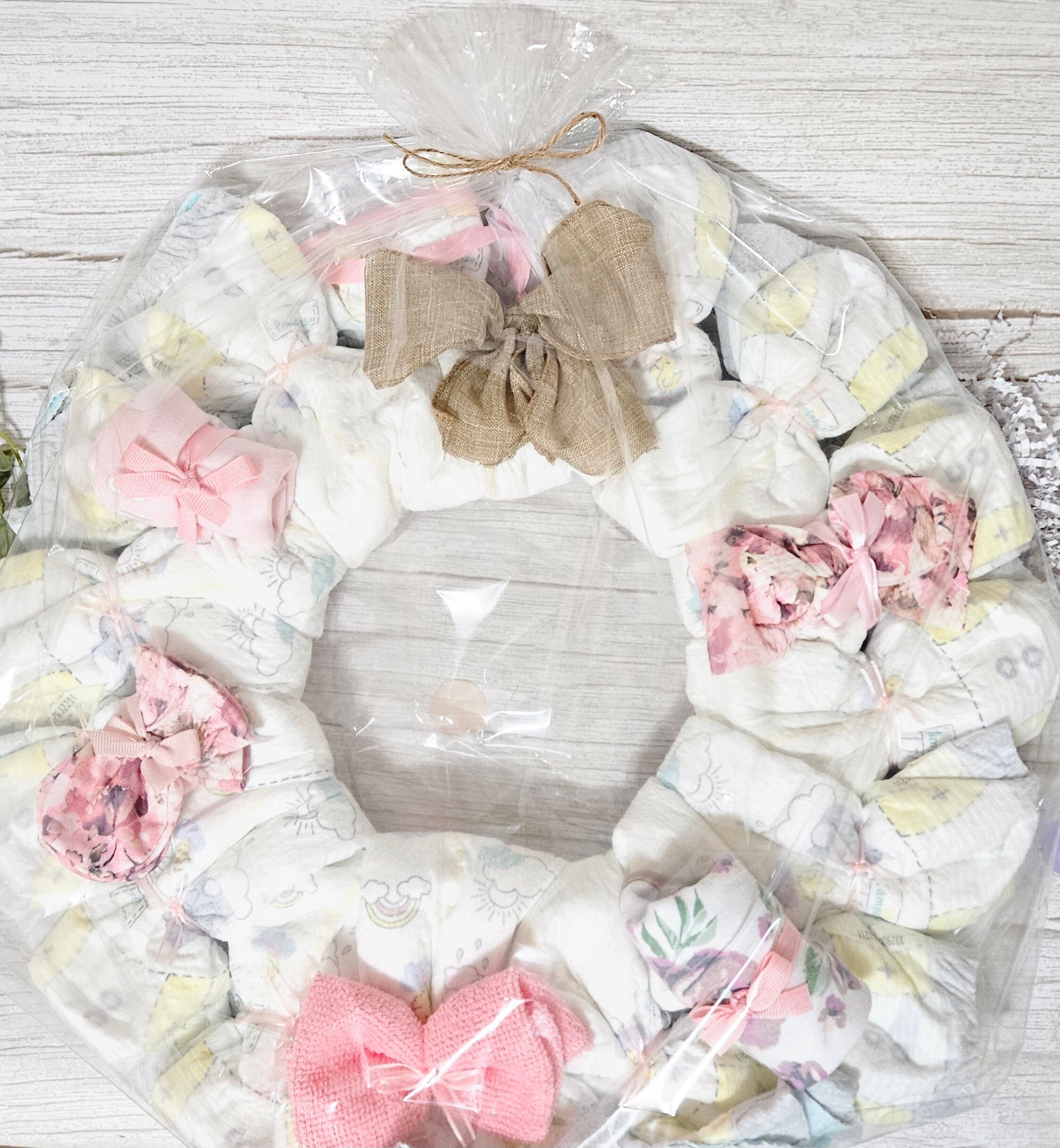 Baby Girl Diaper Wreath Diaper Gift Baby Shower Diaper Shower Sprinkle ...