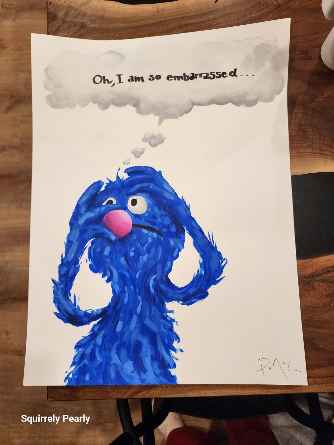 Grover Muppet Sesame Street Homemade Painting Wall Decor 24" × 18" NO ...